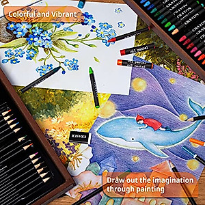 Art Supplies, Tanmit 141-Piece Deluxe Art Set Painting Drawing Kit with Artist Sketch Pad, Oil Pastels, Colored Pencils, Crayons, Watercolor Cakes, Wooden Art Box for Adults Beginners