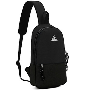 immoono Small Sling Backpack Unisex Shoulder Bag, Sling Bag Crossbody Purse for Women, Mens Crossbody Bag, Black
