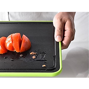 4 in 1 Cutting Board and Defrosting Plate with Knife Sharpener and Garlic Grinder (Black)