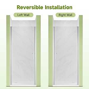 SL4U Pivot Shower Door, 28" W x 72" H, 1/4" Tempered Glass Shower Door, Pivot Swing Shower Glass Door, Easy to Clean, Brushed Nickel Finish