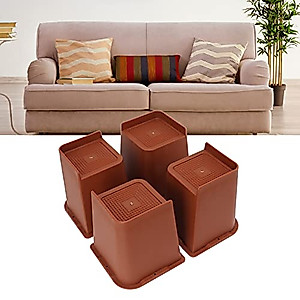 Oumefar 4Pcs Furniture Lift Risers ABS Furniture Bed Risers 6 Inch 8 Inch Heavy Duty Risers for Sofa and Table (Brown)