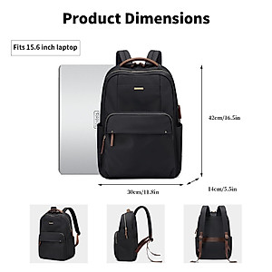 GOLF SUPAGS Laptop Backpack for Women Computer Bag Casual Daypack Fits 15.6 Inch Notebook Work Travel Backpacks (Black)