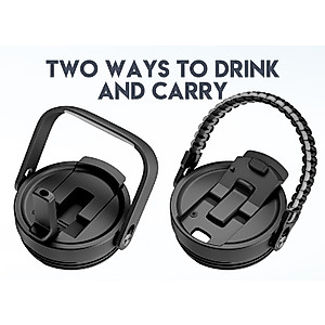 Meoky 40 oz Tumbler with Handle and Straw, Insulated Water Bottle, Stainless Steel Travel Mug, Keeps Cold for 34 Hours, 100% Leak Proof, Fits in Car Cup Holder (Night)