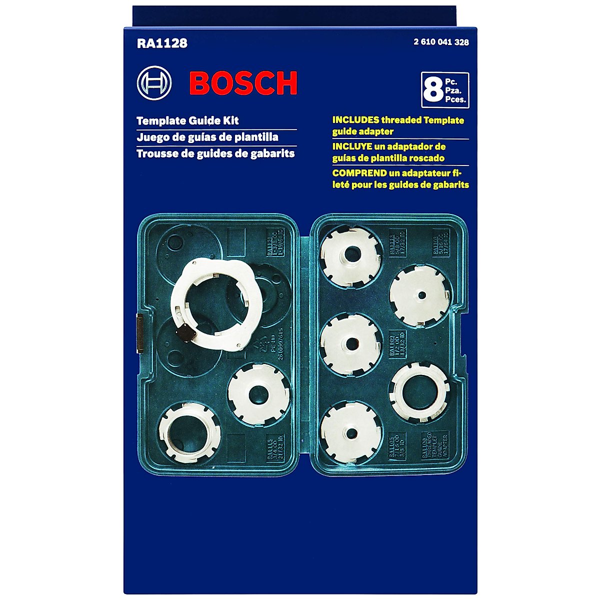 Bosch 8-Piece Router Template Guide Set RA1128 & RA1151 Router Subbase Centering Pin and Cone