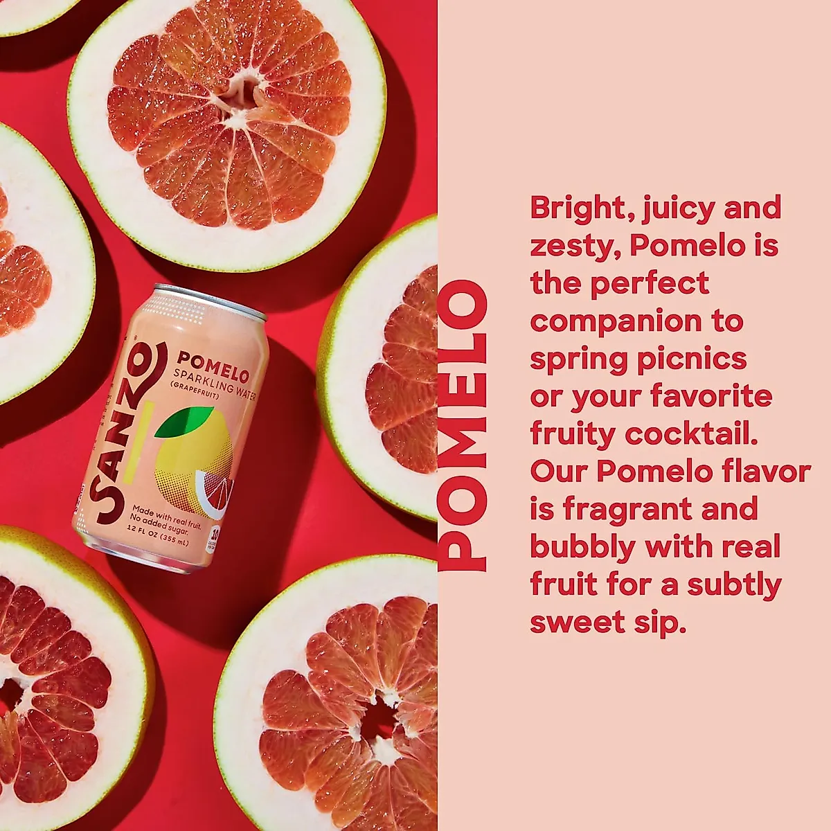 Sanzo Flavored Sparkling Water Variety 12-Pack - Lychee (Berry), Yuzu (Lemon), Pomelo (Grapefruit), Calamansi (Lime), & Mango (Alphonso) - Made with Real Fruit, No Added & Gluten Free - 12 Fl Oz