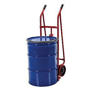 Vestil DBT-RED Steel Drum Truck with Dual Handle, Polyurethane Wheels, 800 lb. Load Capacity, 60-1/4" Length X 13-3/4" Width