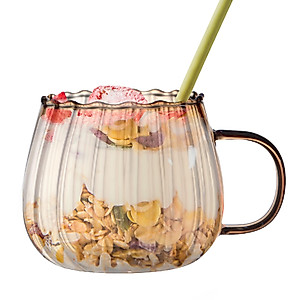 Halloween Pumpkin Mugs, Pumpkin Shaped Clear Coffee Mug With Handle, Drinking Glasses for Hot or Cold Drinks like Cocoa, Milk, Tea, Creative Coffee Mug Glass for Milk Household Water Cup Soup Cup