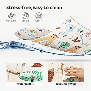 UANLAUO Foldable Baby Play Mat, Extra Large Waterproof Activity Playmats for Babies,Toddlers, Infants, Play & Tummy Time, Foam Baby Mat for Floor with Travel Bag (Bear(79x71x0.4inch))