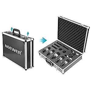 Neewer 7 Piece Wired Dynamic Drum Mic Kit - Kick Bass, Tom/Snare & Cymbals Microphone Set - for Drums, Vocal, Other Instrument - Complete with Thread Clip, Inserts, Mics Holder & Case（NW-7）