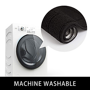 BEQHAUSE 30x18 Inch Kitchen Rug Mats, Durable Anti-Slip Absorbent Dirt-Resistant Kitchen Rug Pet Mat Machine Washable (Black)