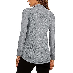 Koscacy V Neck Top Women, Golf Tennis Shirt Breathable Zipper Running Workout Outdoor Tops Yoga Biking Daily Casual Wear Aline Soft Shirts Light Grey XX-Large