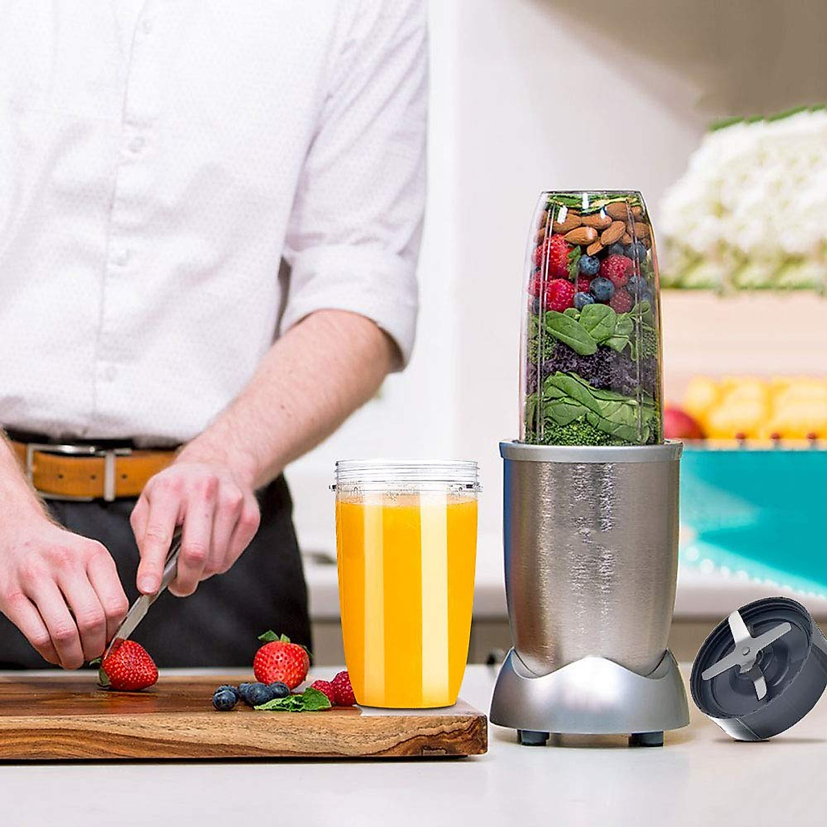 Blender Replacement Parts for Nutribullet, 32oz & 24oz Cups with Replacement Extractor Blade, Compatible with Nutri Bullet 600W/900W Blenders (3 PCS)