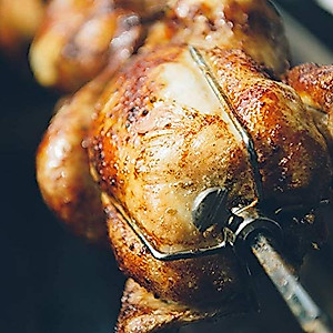 Stainless Steel 304 Grill Rotisserie Meat Forks Set(1-Pair)- Fits 5/16" Square and 3/8" Round Hexagon Spit Rods