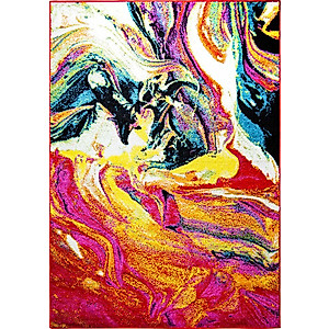 Home Dynamix Splash Avant Area Rug 3'3"x4'3, Abstract White/Pink/Yellow/Blue