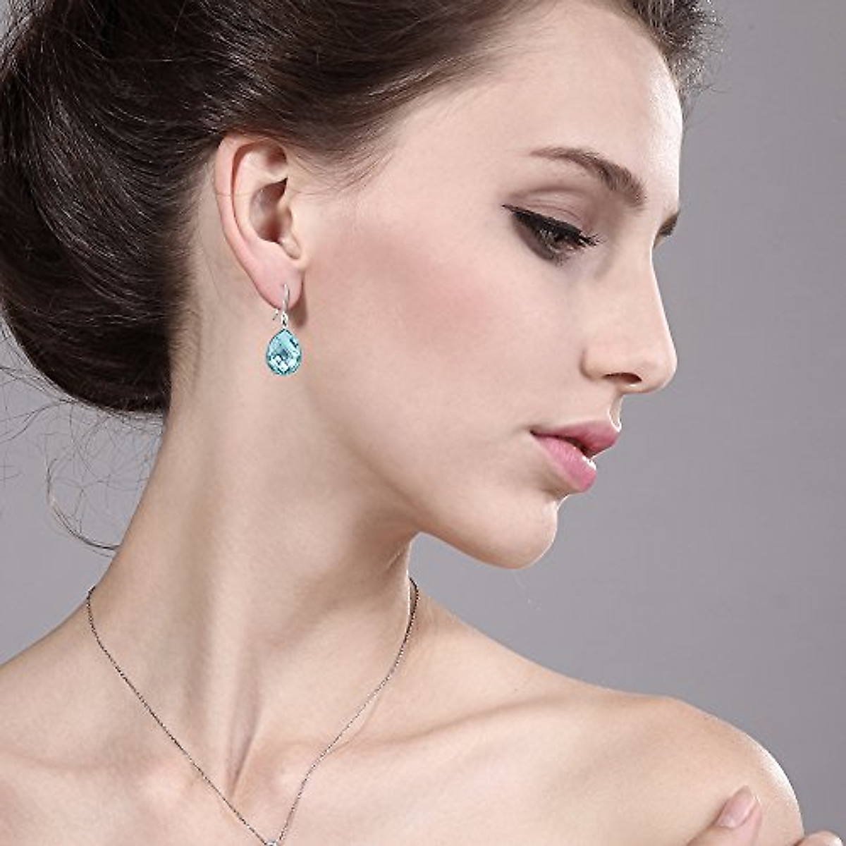 Gem Stone King 925 Sterling Silver Blue Topaz Dangle Earrings For Women (18.00 Cttw Gemstone Birthstone Pear Shape Teardrop 16X12MM)