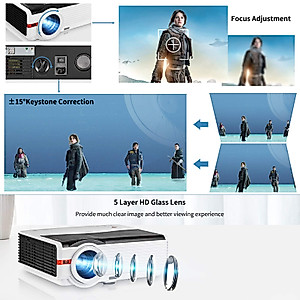 6200LM WiFi Bluetooth Projector Wireless HD Movies Projector 1080P LED Home Theater Projector 200” Display Compatible with Smartphone, Laptop, HDMI, USB, VGA, TV Stick, PS4 for Outdoor Entertainment