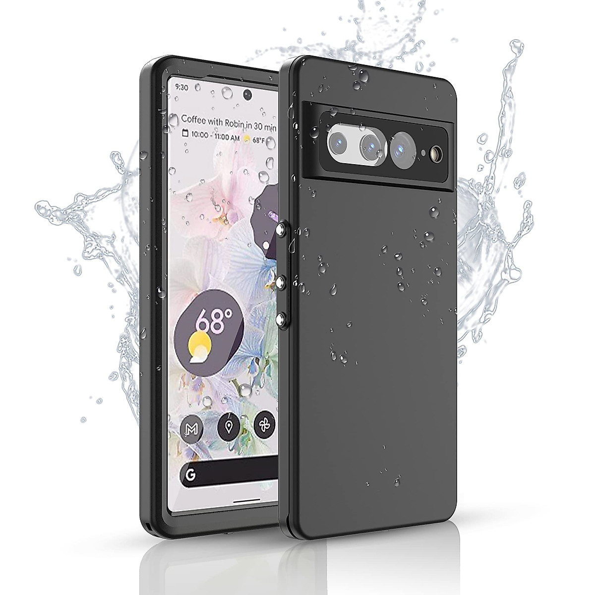 DINGXIN Google Pixel 7 Pro Case Waterproof, IP68 Certified Waterproof Shockproof Built-in Screen Protector Full Body Case for Pixel 7 Pro 2022 (Black)