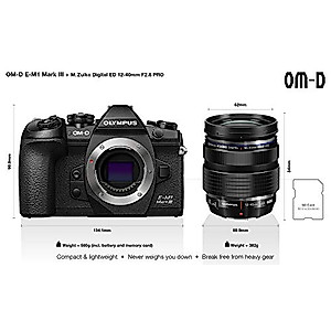 Olympus OM-D E-M1 Mark III Black Body with M.Zuiko Digital ED 12-40mm F2.8 PRO Lens (International Model)