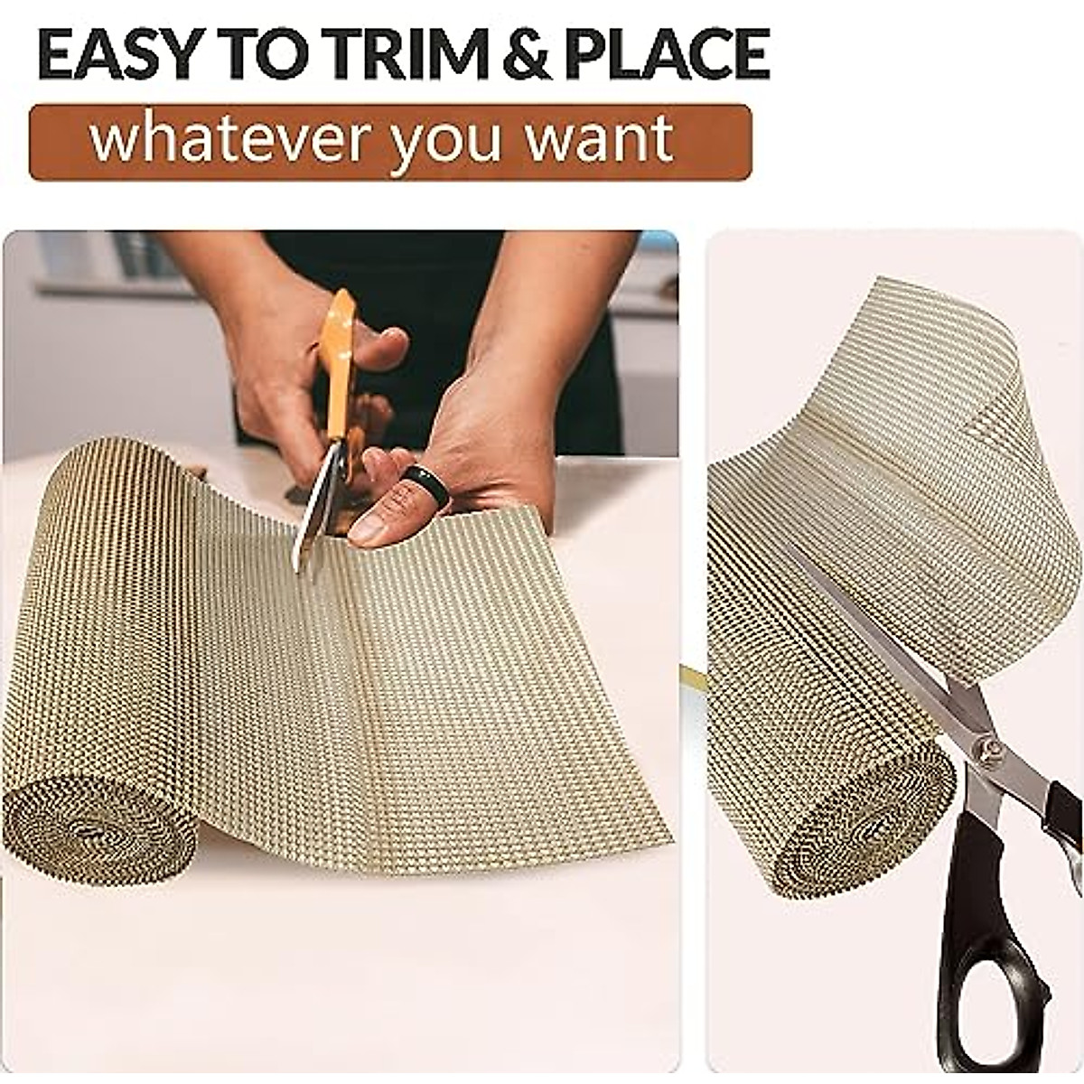 Shelf Liner for Kitchen Cabinets, 12 in x 25 FT, Strong Grip Non-Adhesive Shelf Liner, Waterproof Non-Slip Drawer Liner, Easy to Clean and Install, Perfect for Closets, Tables (Beige, 12in x 25ft)