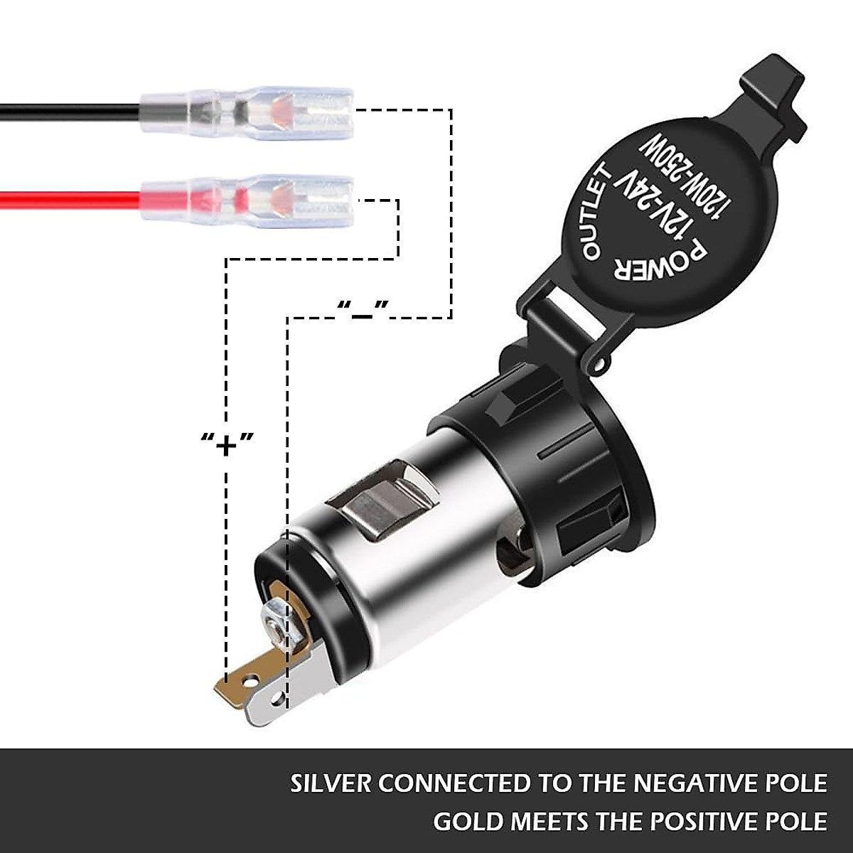 Car Cigarette Lighter Socket - 12V Cigarette Lighter Socket with Waterproof Cover & Extension Cable - Universal Car Accessories Lighter Power Outlet Socket for Car Truck SUV Motorcycle(1PCS)