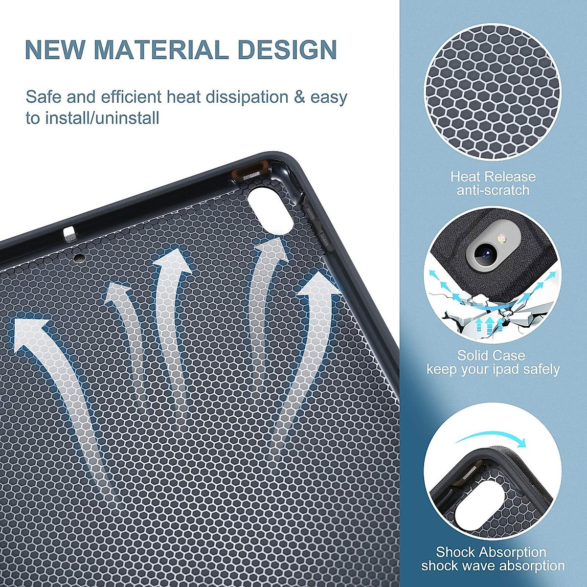 iPad Keyboard Case for Air 3rd Gen 10.5" (2019), iPad Pro 10.5" (2017), iPad 9th/8th/7th 10.2'', Magnetic Detachable Wireless Bluetooth Keyboard, Smart Keyboard Case with Back-lit and Pen Holder,Black