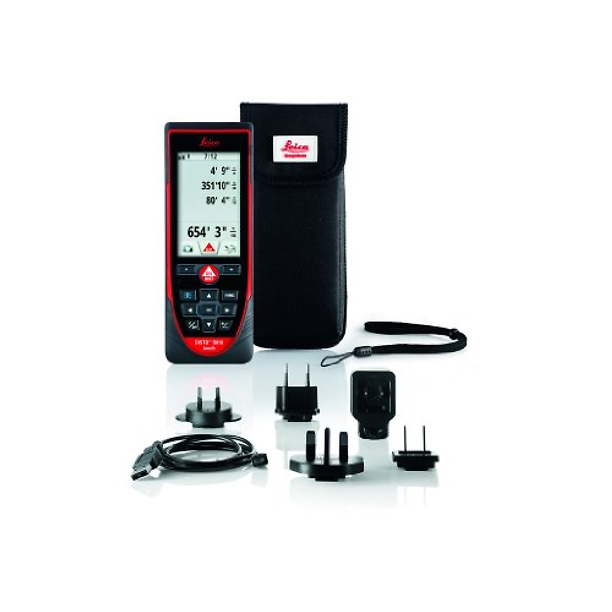 Leica DISTO D810 Touch 660ft Laser Distance Measurer w/Bluetooth and 1mm Accuracy, Red/Black