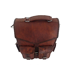 DHK 15" Brown Vintage Leather Backpack Laptop Messenger Bag Rucksack Sling for Men Women
