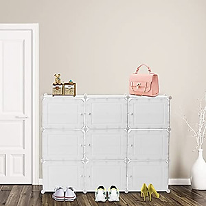 Portable Shoe Rack, 36/48 Pair DIY Shoe Storage Shelf Organizer, Shoe Cabinet with Doors, Multifunctional Shoe Box for Doorway, Bedroom, Bathroom,Universal Shoe Storage Boxes For Men And Women (36)