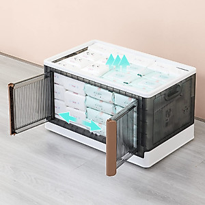 UrbanX Collapsible Storage Cabinet- Versatile and Easy to Assemble Storage Solution for Home and Office- Storage Bins With Lids/Plastic Storage/Stackable- 19 Gal Folding Storage Box- White- 2 pieces