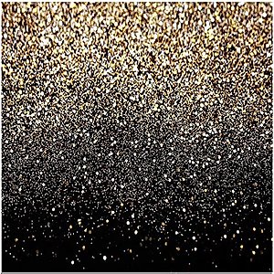 CYLYH 8X8ft Black and Gold Backdrop Glitter Backdrop Golden Spots Backdrop Vintage Background Graduation Prom Wedding Glitter Dot Party Decor D417