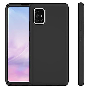 Meifei Galaxy A51 5G Case, Samsung A51 5G Case Liquid Silicone Case Dual Layer Hybrid Hard PC Soft Silicone Gel Rubber Bumper Slim Fit Shockproof Protective Phone Case for Samsung Galaxy A51 5G, Black