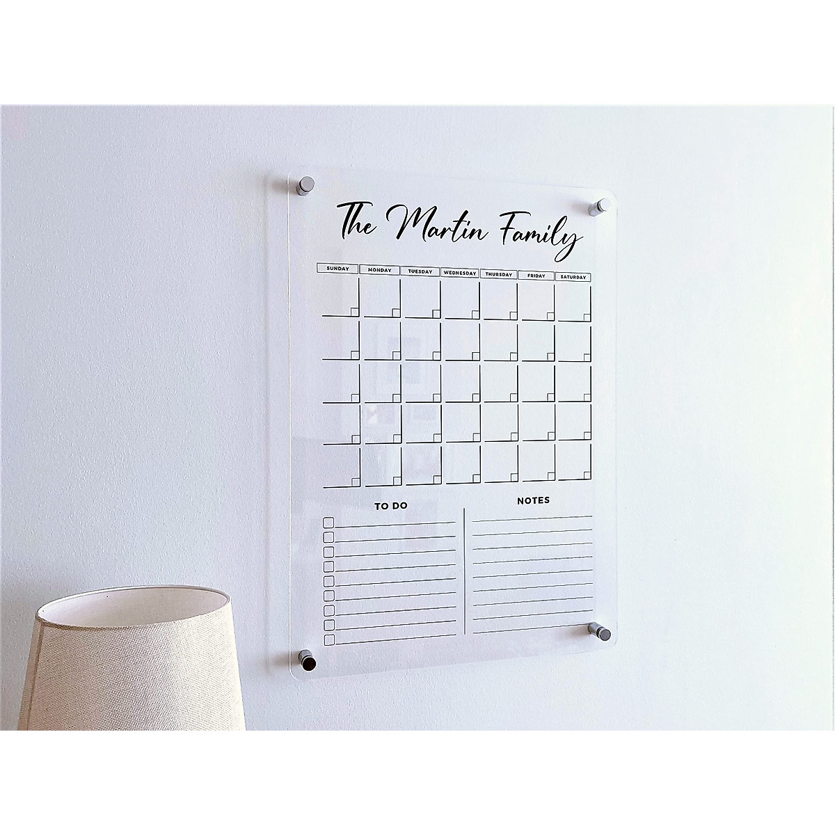 Acrylic Family Planner Wall Calendar - Personalized Calendar 2024, Personalized Dry Erase Board, Dry Erase Calendar, Monthly and Weekly Calendar