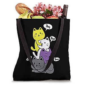 Nonbinary They Their Them Meow Cute Non-Binary Flag Kawaii Tote Bag