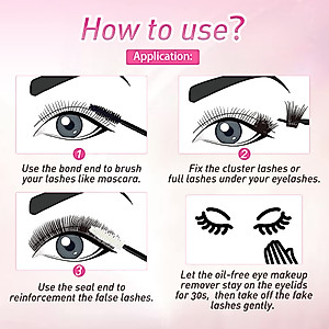 Cluster Lashes Glue for Eyelash Extensions Individual Bond and Seal Lashes Glue Strong Hold 72 Hours Eyelashes Glue Waterproof Clump-Resistant Lash Glue Mascara