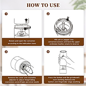 Electric Salt and Pepper Grinder Set - Automatic Pepper and Salt Grinder Refillable with 6 Adjustable Coarseness Adjustable Ceramic Core with LED Light Rechargeable Pepper Grinder-2 Pack Wood Grain