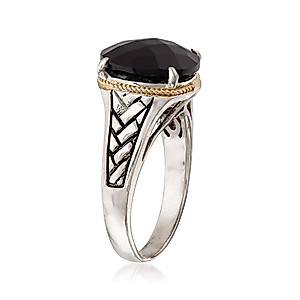 Ross-Simons Black Onyx Braided Ring in Sterling Silver and 14kt Yellow Gold. Size 8