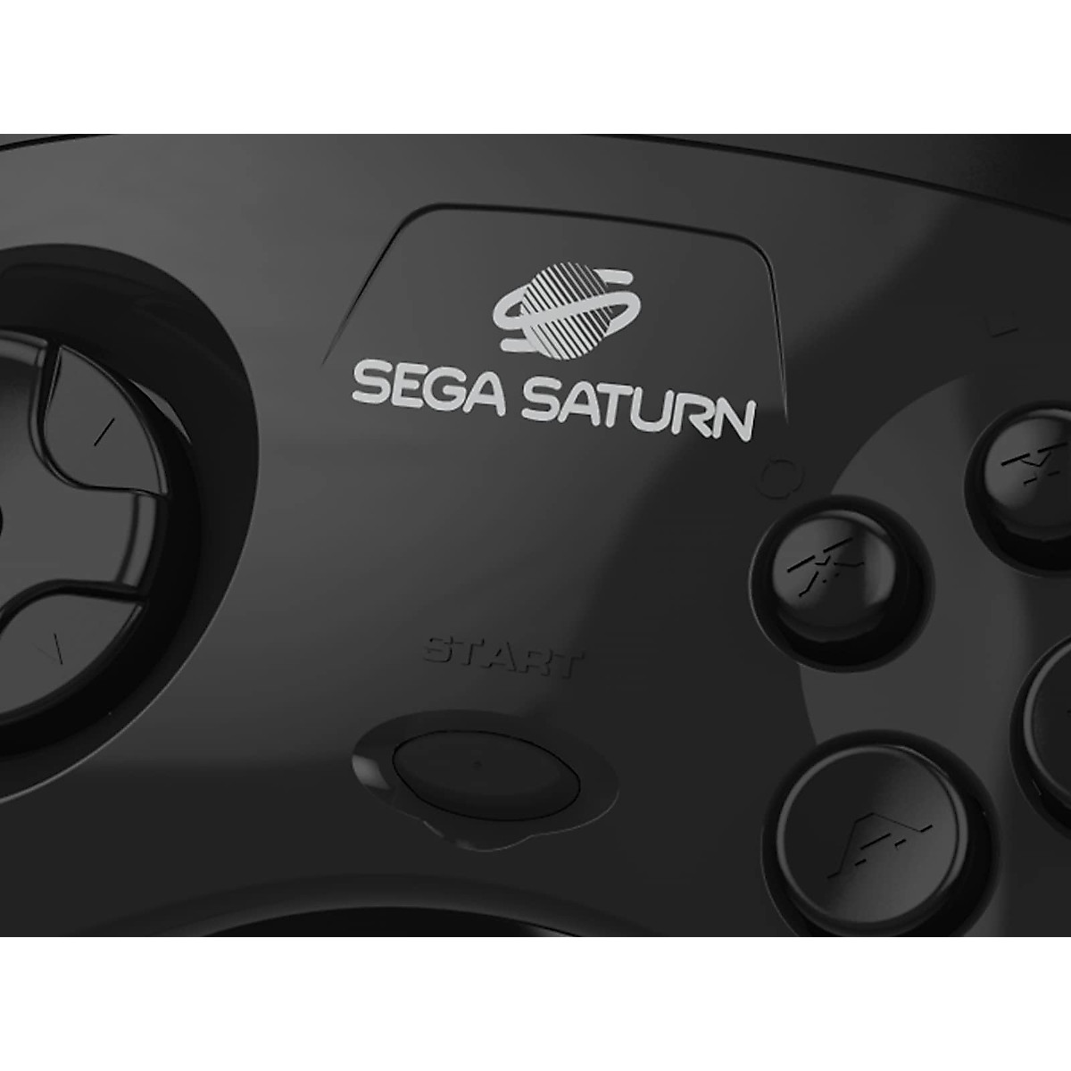 Retro-Bit Official Sega Saturn USB Controller Pad (Model 2) for Sega Genesis Mini, PS3, PC, Mac, Steam, Switch - USB Port (Black)