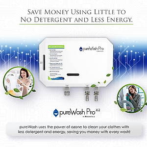 Greentech Environmental pureWash Pro X2 Detergent-Less Laundry System - Ozone Generator for Washing Machines