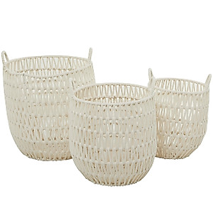 Deco 79 Storage Basket, 3 Pieces CONVINIENTLY Sized, White