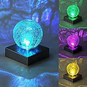 SUNNYPARK 4x4 Solar Post Cap Lights Deck Fence Outdoor Railing Lights Decorative Solar Powered Gazing Ball Caps LED Lamp for Garden, Patio, Pathway