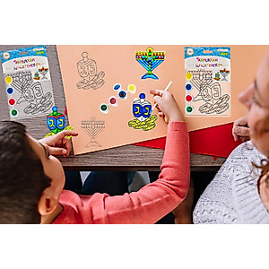 The Dreidel Company Hanukkah Suncatcher, Stained Glass Look, Chanuka Decorations, Paint Your Own Menorah and Dreidel, Fun and Educational (Single)