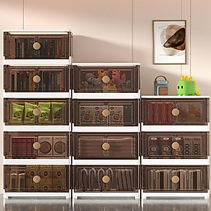 SIRIRIC Large Storage Bins with Lids, Stackable Storage Containers, Closet Organizers and Storage, 4 Packs x 23Gal Storage Bins, Folding Storage box with Doors and Wheels