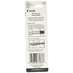 Pilot G2 Gel Ink Refill, 2-Pack for Rolling Ball Pens, Ultra Fine Point, Blue Ink (77288), Pack of 12 Refills