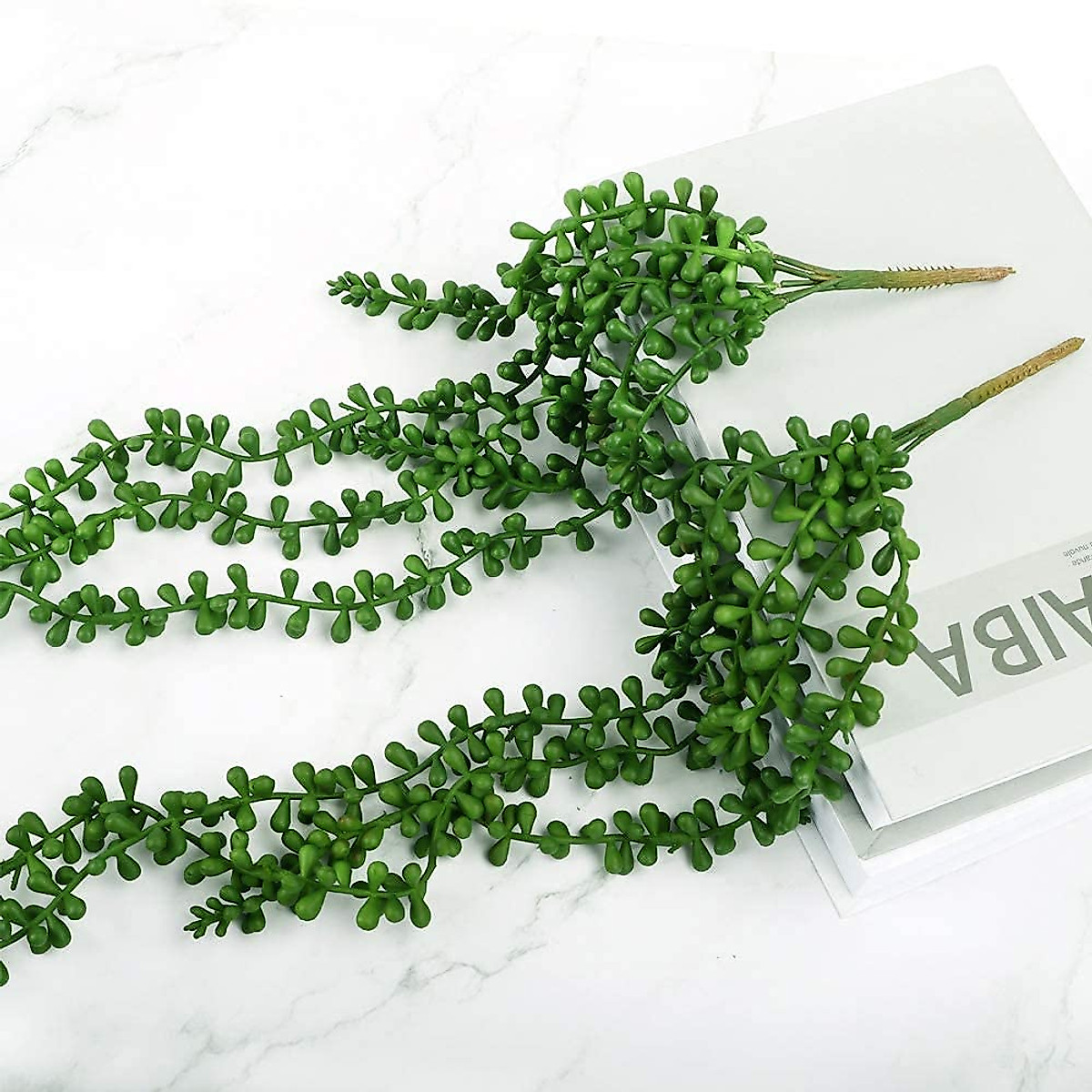 caapmony 5Pcs Artificial Succulents Hanging Plants Bulk 2.4FT Large Fake String of Pearls for Wall Home Garden Decor(Unpotted)