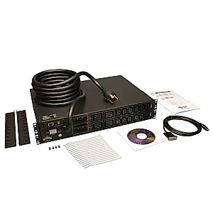 Tripp Lite Monitored PDU, 30A, 16 Outlets (12-C13 and 4-C19), 208/240V, L6-30P, 12 ft. Cord, 2U Rack-Mount Power (PDUMNH30HV),Black