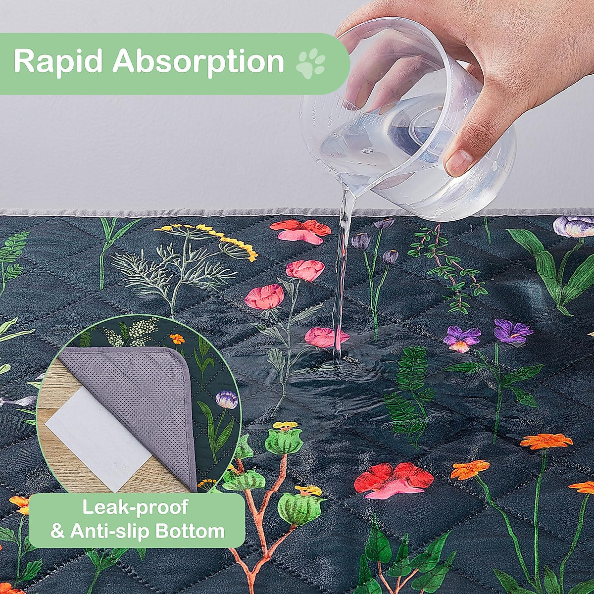 Washable Pee Pads for Dogs, Super Absorbent pee pads for dogs Reusable pee pads for dogs large 100% Waterproof puppy pads pet training pads for Potty, Playpen, Crate, Sofa, Car, 48'' x 72''