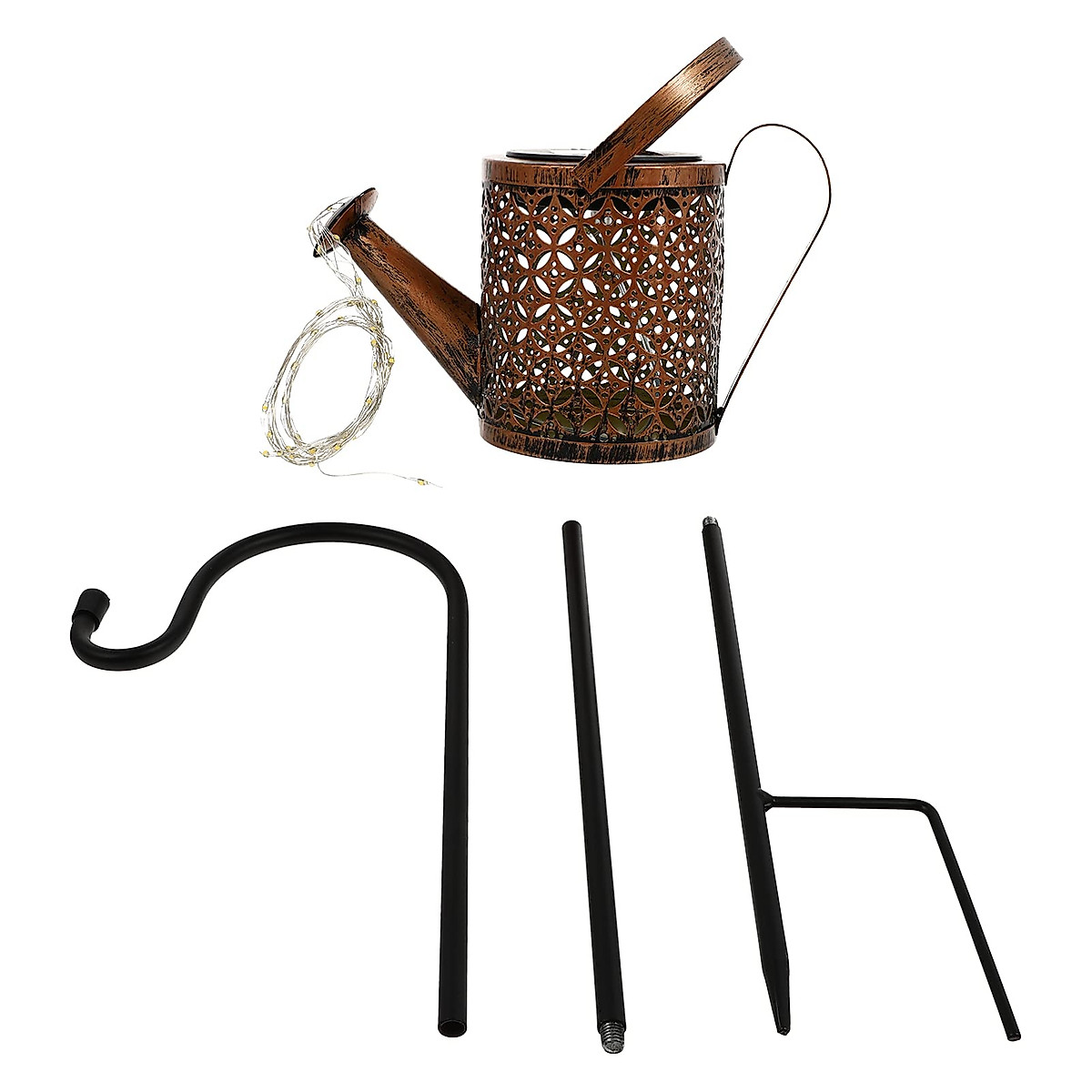 OSALADI Solar Watering Can Lights Outdoor Firefly Bunch Lights Waterfall Fairy Lights Garden Art Lamp with Stake for Home Garden Yard Lawn