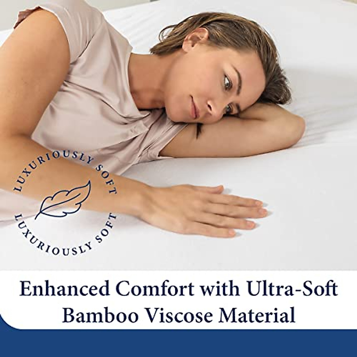 Cosy House Collection Luxury Mattress Protector - Blend of Rayon Derived from Bamboo - Baby Crib Essentials - Ultra Soft Comfort, Stays Cool & Quiet - Premium Fitted Sheet Style (Crib)