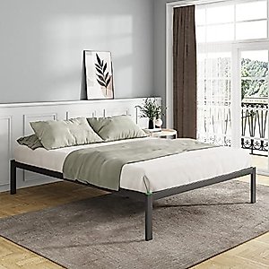 Novilla California King Metal Bed Frame with Storage, Black, Wooden Slats Support, Heavy Duty, Easy Assembly, 14 Inch