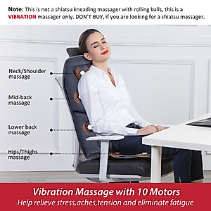 COMFIER Back Massager with Heat, 10 Motors Vibration Seat Massager, Chair Massage Pad, Heated Chair Pad, Chair Warmer,Gifts for Elderly, Mom, Dad (Gray)